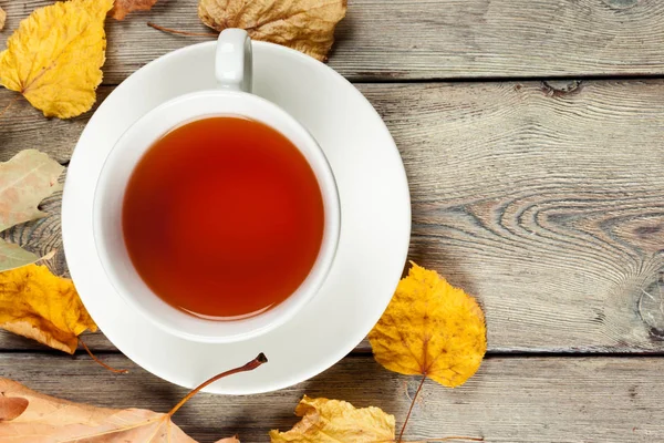 Cup Tea Autumn Leaves Table Stock Photo by ©Fotofabrika 292993294