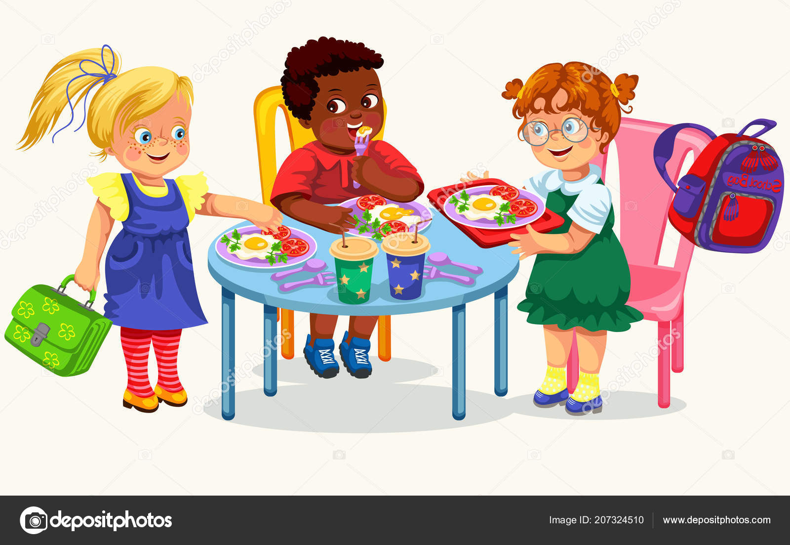 Déjeuner scolaire affiche colorée Stock Vector by ©AnutaBerg 207324510