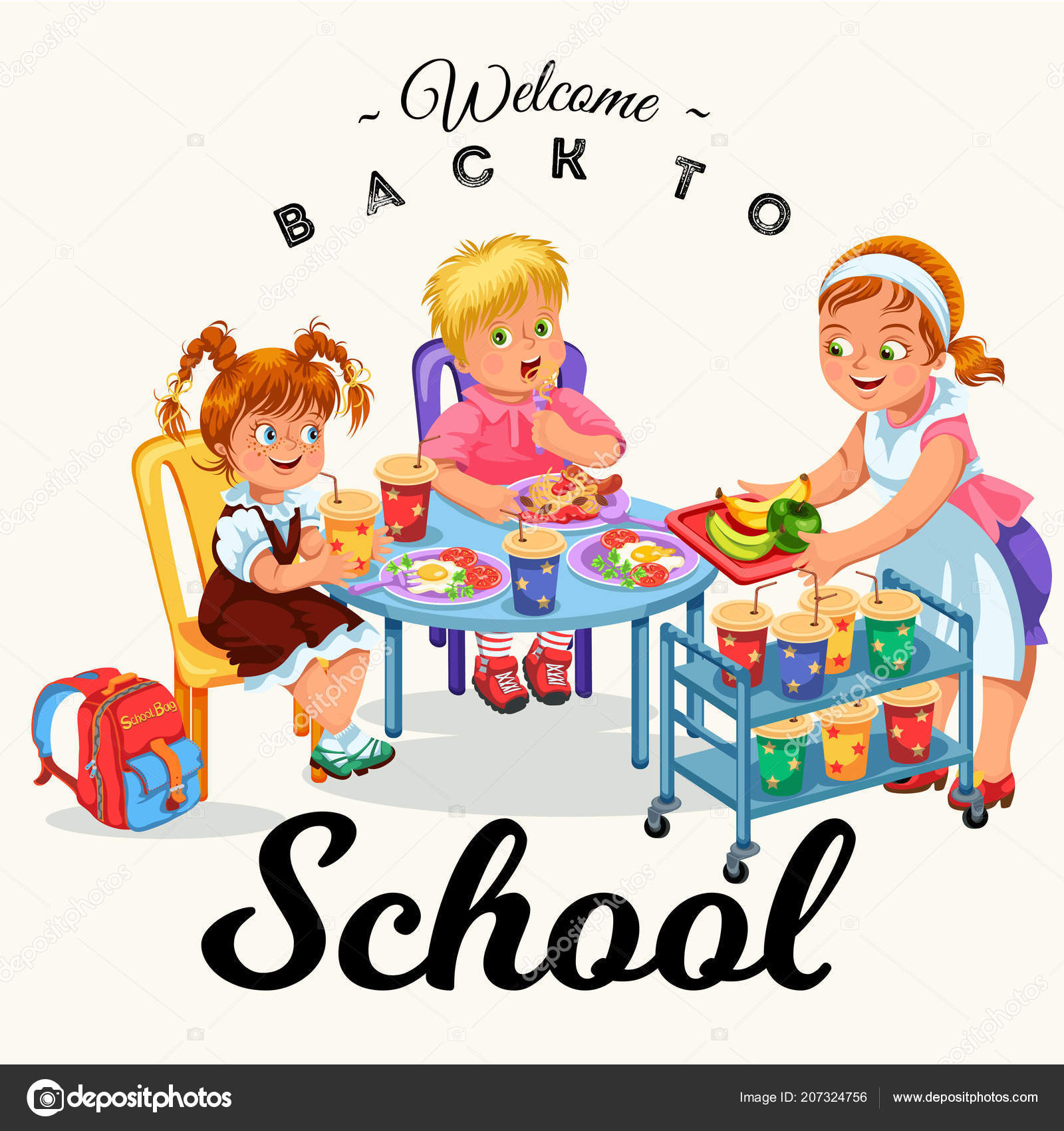 Kids Eating In Class Cartoon