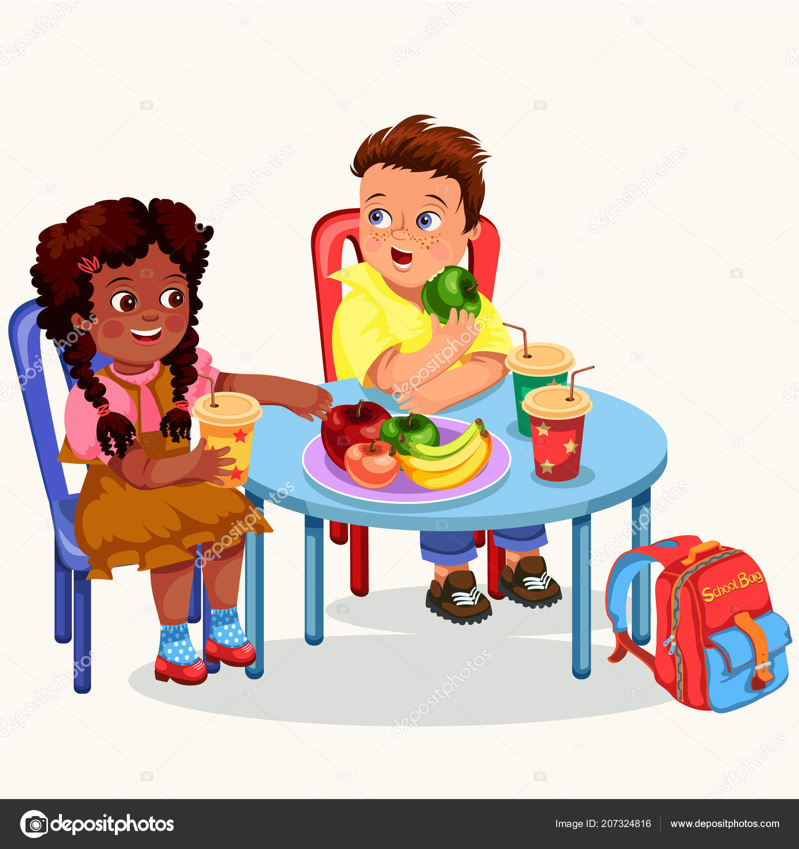Classmates having lunch in dining room Stock Vector Image by ©AnutaBerg ...