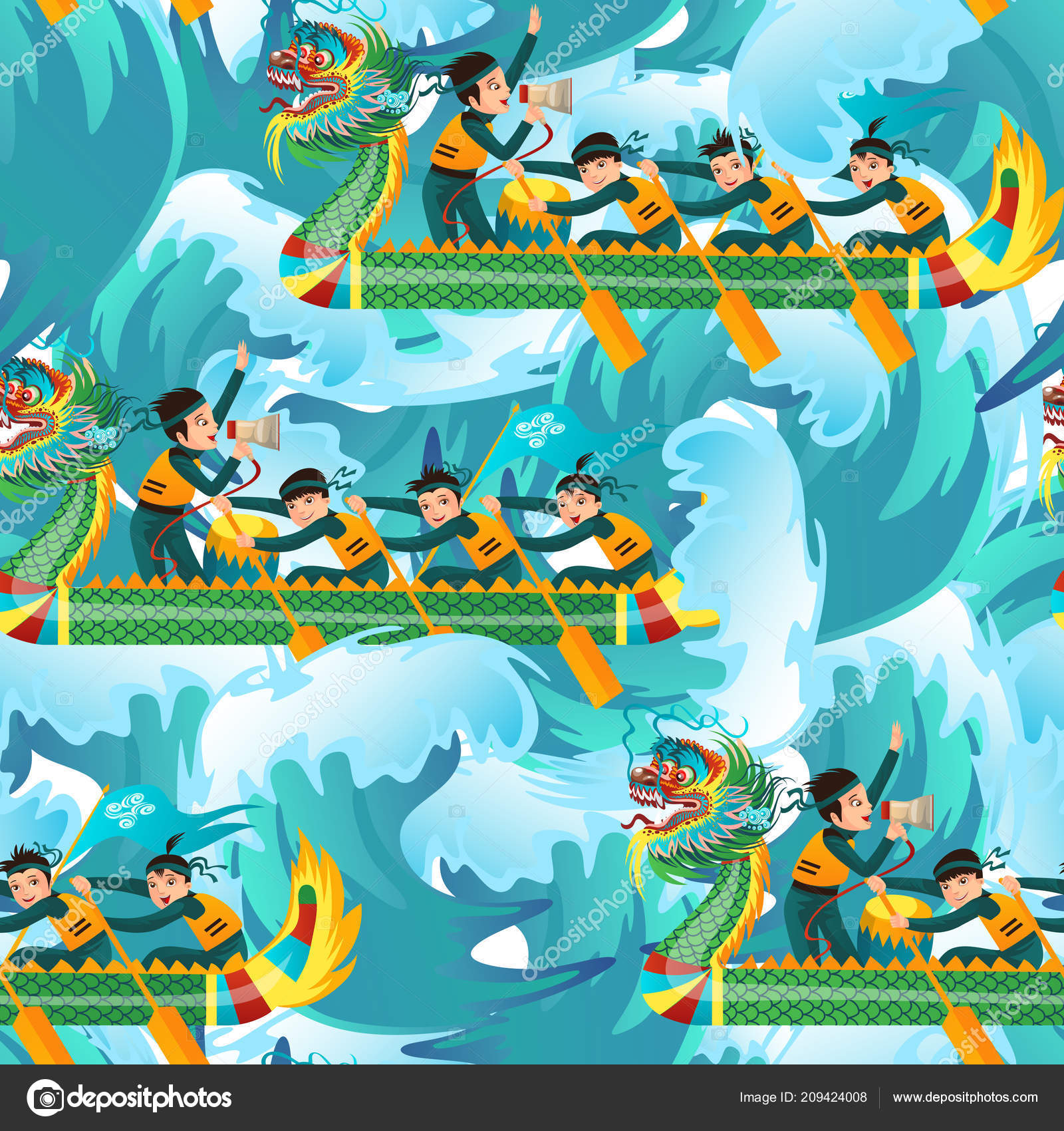 Dragons boats seamless pattern vector illustration Stock Vector Image ... Dragons boats seamless pattern vector illustration Stock Vector Image ...
