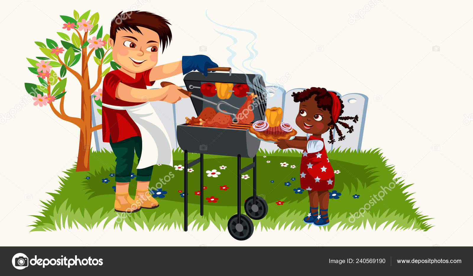 Cartoon lovely father cooking for little daughter Stock Vector Image by ...