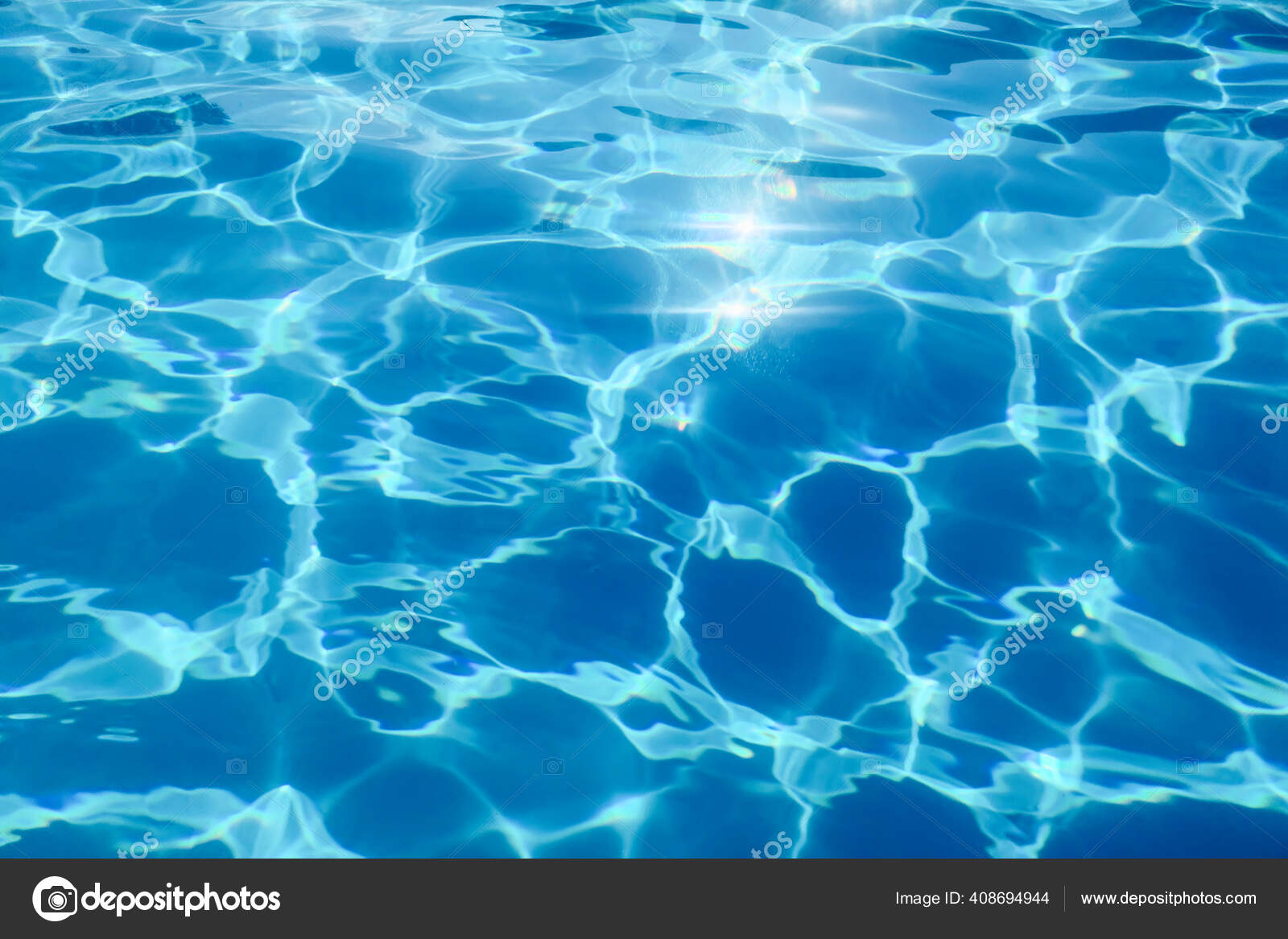 Blue Ripple Water Background Swimming Pool Water Sun Reflection — Stock ...