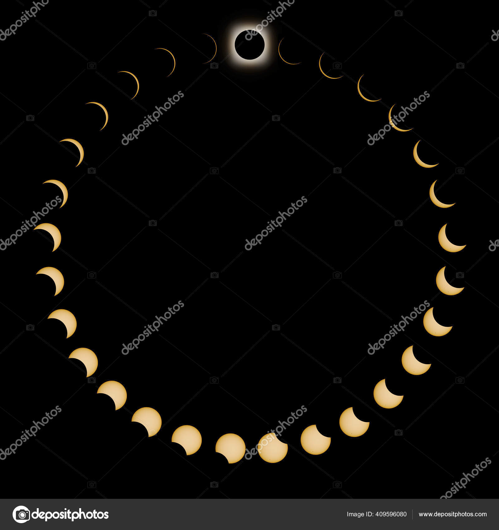 Fases Totales Del Eclipse Solar Eclipse Solar Compuesto: fotografía de ...