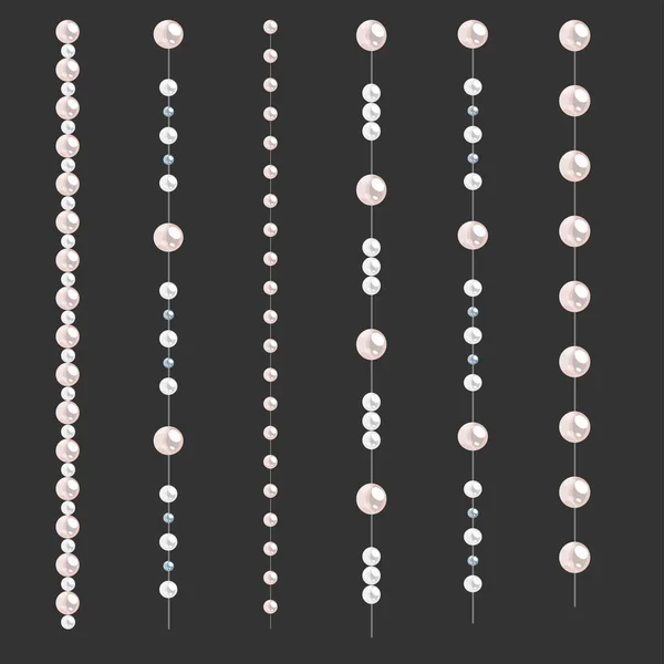 Set of balck pearl strings isolated on white background. Stock Vector ...