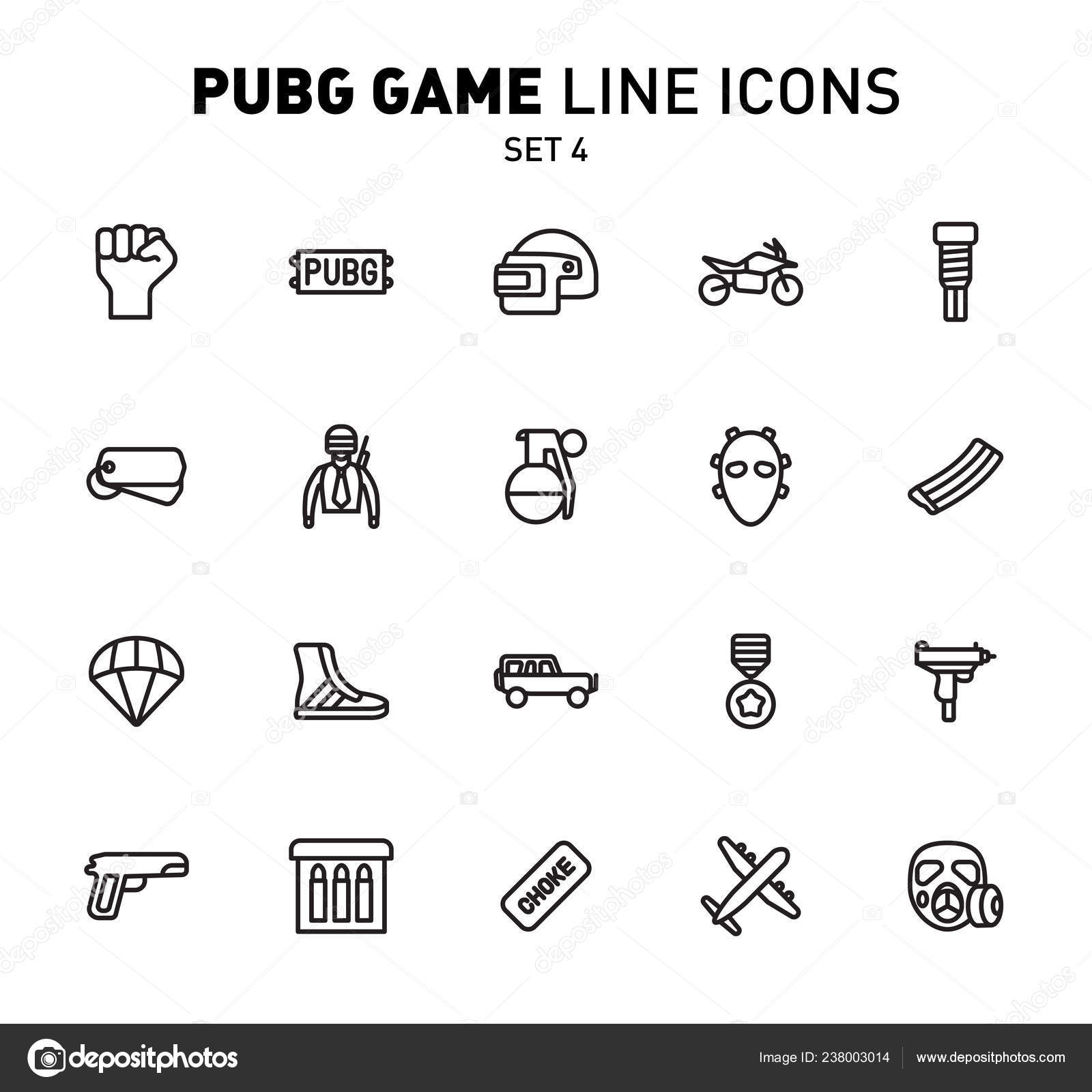 Pubg Game Line Icons Vector Illustration Combat Facilities Linear ...