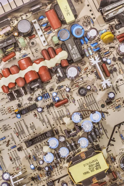 Vintage Electronic Components Detail On Circuit Board Background ...