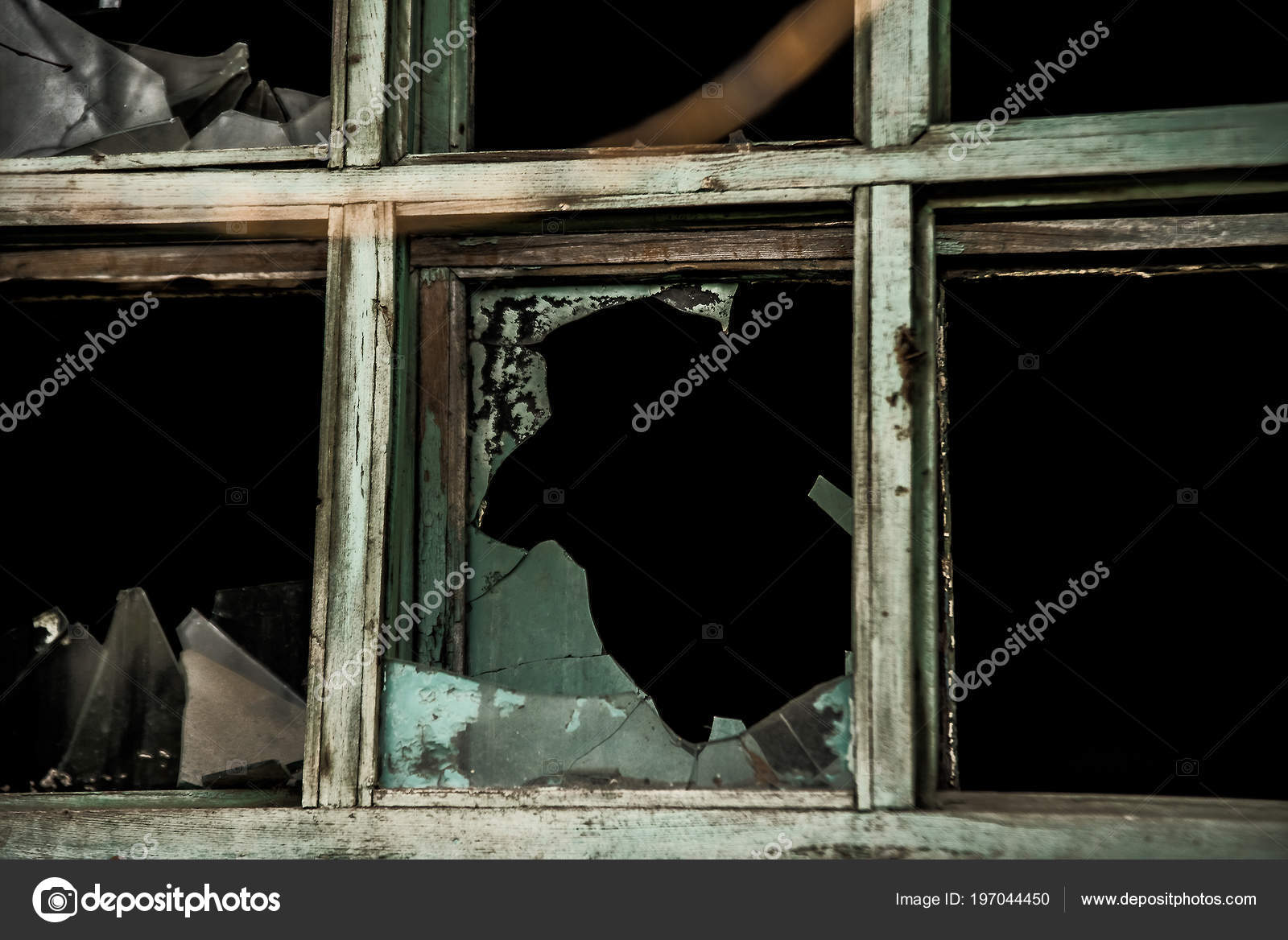 Wooden Window Frame Cracked Glass — Stock Photo © borjomi88 #197044450