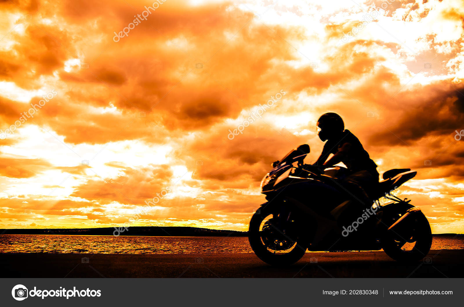 Motorcycle Rider Sunset