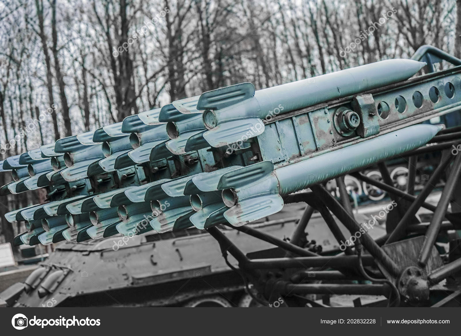 Rocket Launch Battle Scene Rocket Missiles Warhead Aimed Gloomy Sky ...