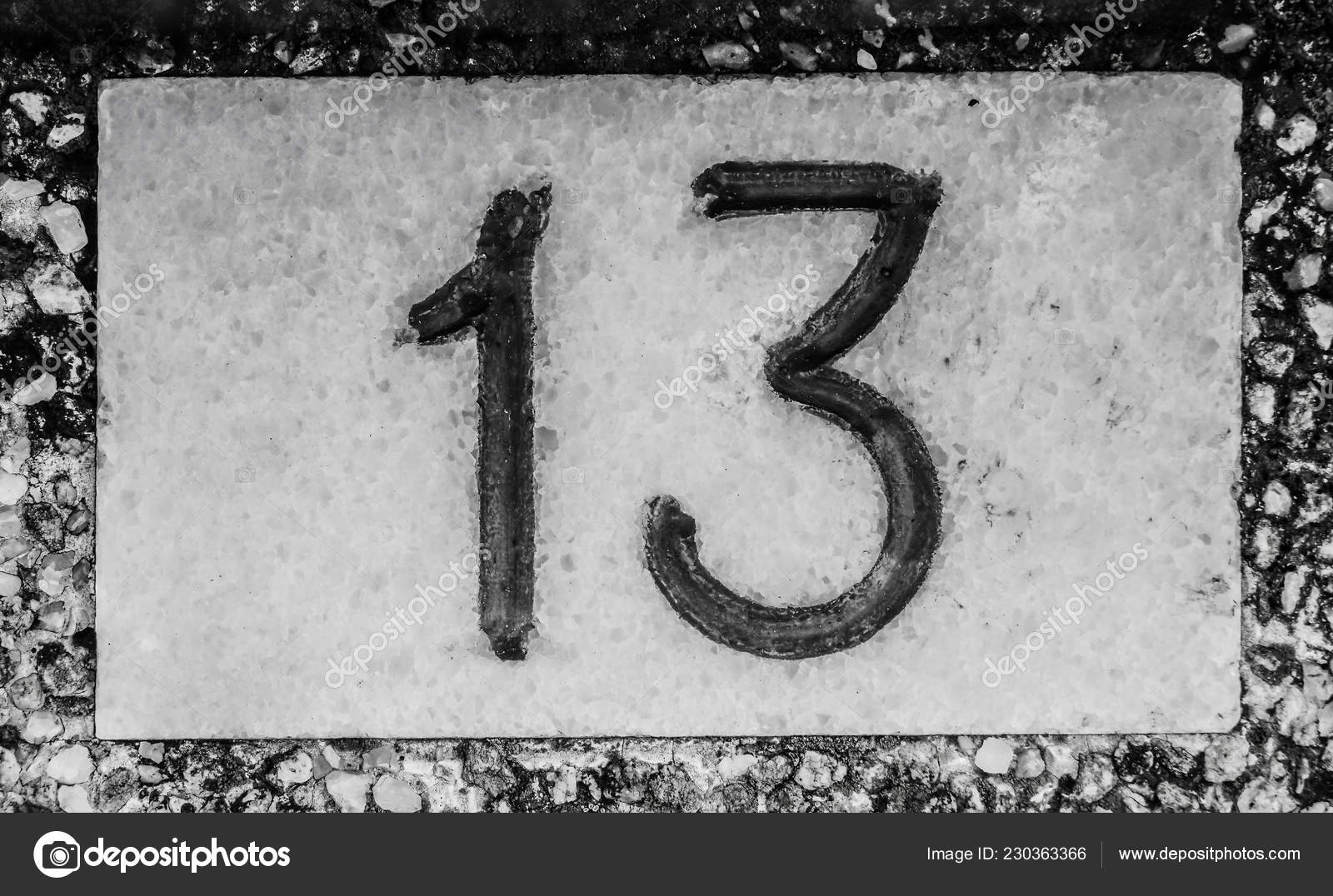 Number Written White Black White Square Plate Numerical Sign Fixed ⬇ ...