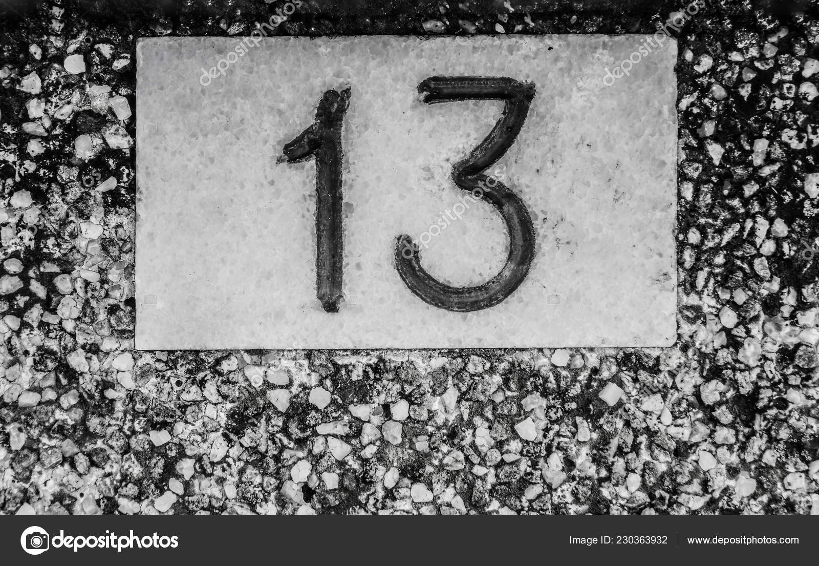 Number Written White Black White Square Plate Numerical Sign Fixed ...