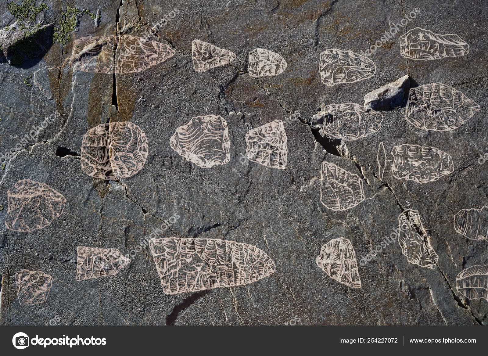 Hand Drawn Stone Age Arrow Heads Spear Points Stone Age — Stock Photo ...