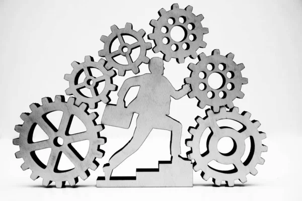 Businessmen Standing Many Big Small Gear Whees Cogwheels Isolated White ...