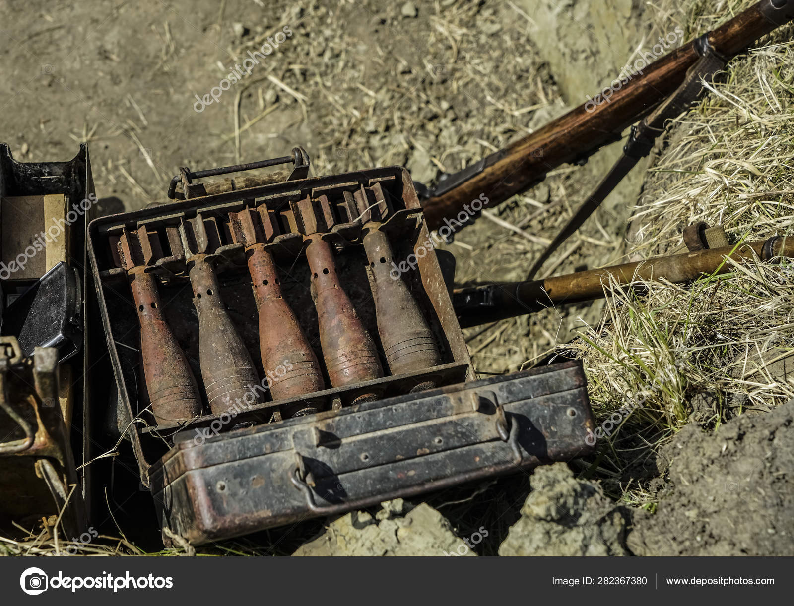 Rusty Mortar Shells Metal Box Mortar Mine Hand Grenade Launcher ⬇ Stock ...