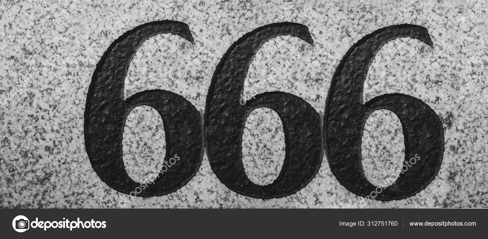 Engraved Number 666 Stone Background Black Digit Number Three Six ...
