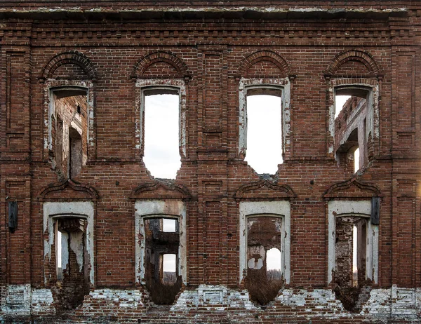 Wall Abandoned Building Broken Windows Old Red Brick House Old — Stock Photo © borjomi88 #395253876