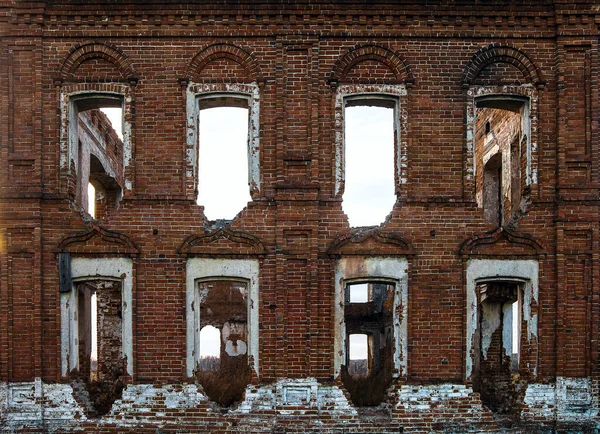 Wall Abandoned Building Broken Windows Old Red Brick House Old — Stock Photo © borjomi88 #395255608