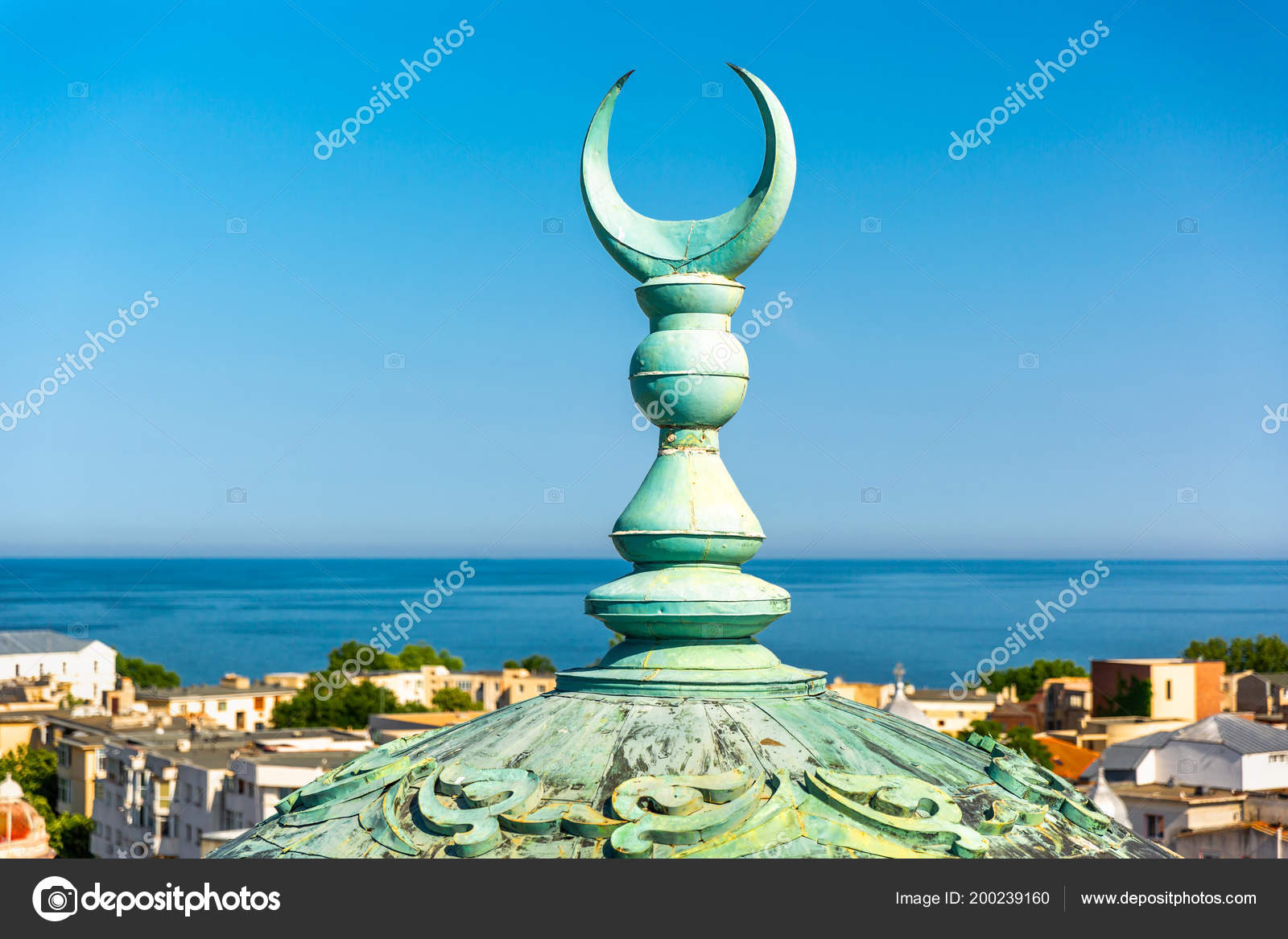 Crescent Moon Steeple Top Grand Mosque Constanta Romania Symbol ...