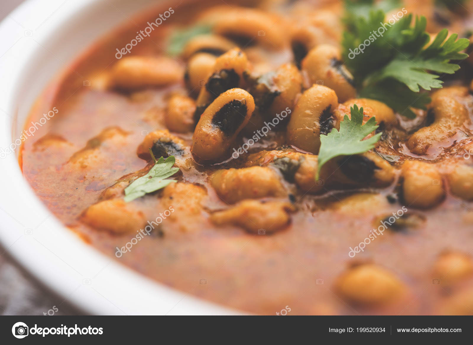 Black Eyed Kidney Beans Curry Chawli Chi Usal Barbati Masala Stock ...