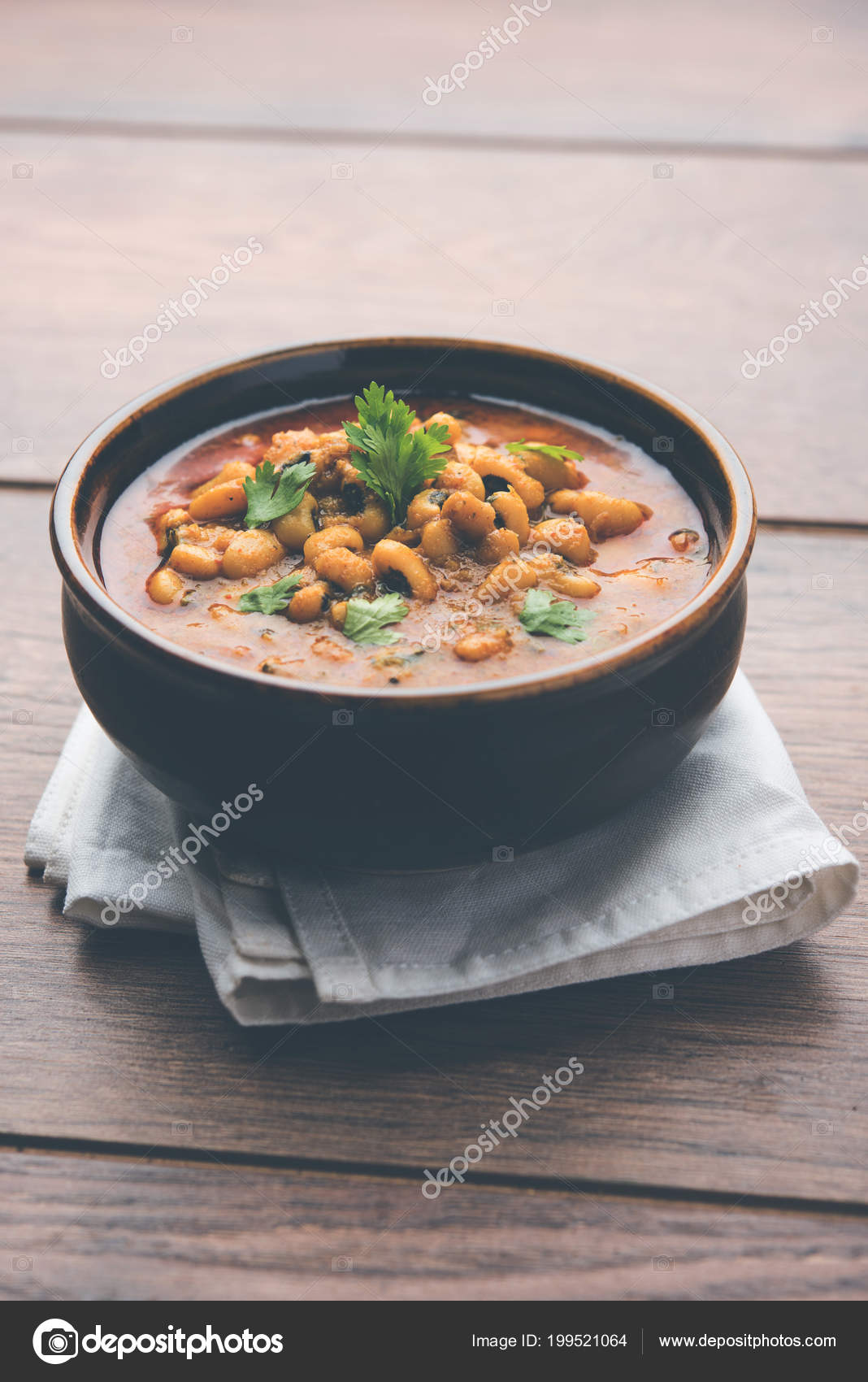 Black Eyed Kidney Beans Curry Chawli Chi Usal Barbati Masala Stock ...