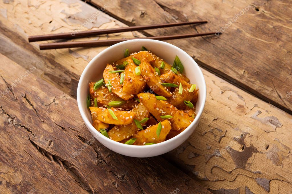 Crispy Honey Chilli Las papas son un snack súper adictivo de la cocina ...