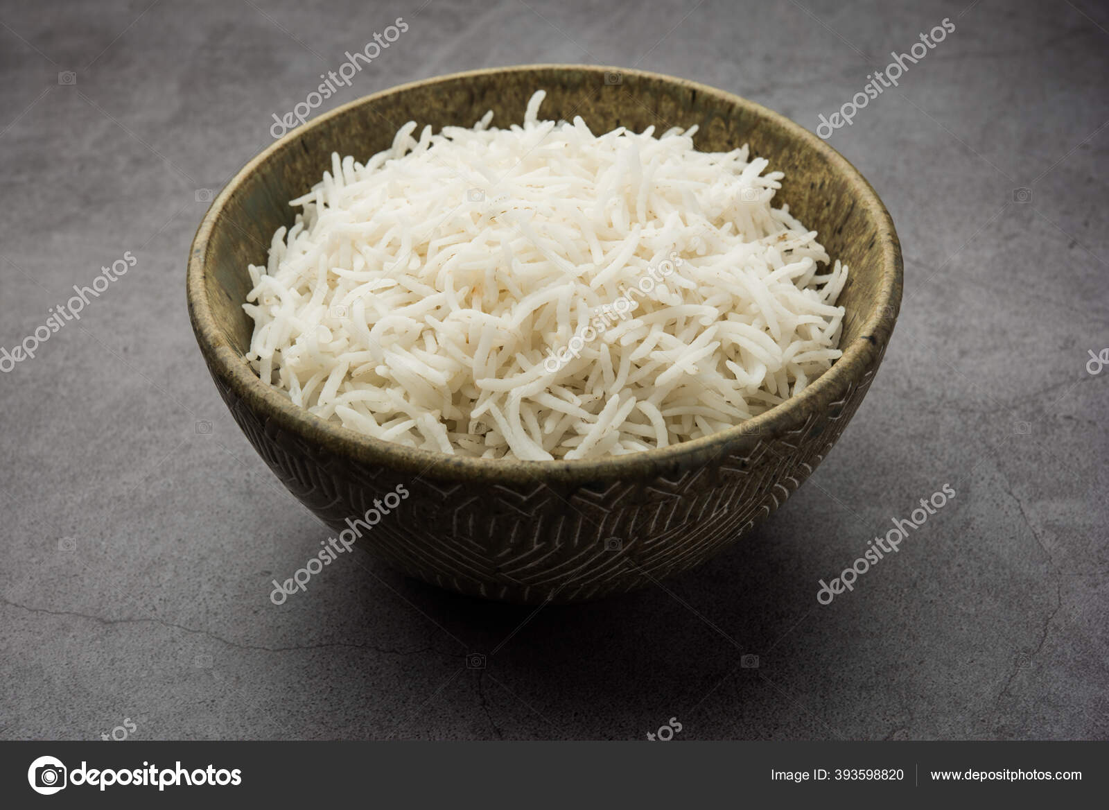 Long Basmati Rice Cooked Form Indian Main Course Food Served Stock ...