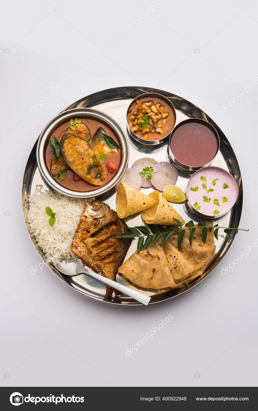 Indian Fish Platter Thali Popular Sea Food Non Vegetarian Meal — Stock ...