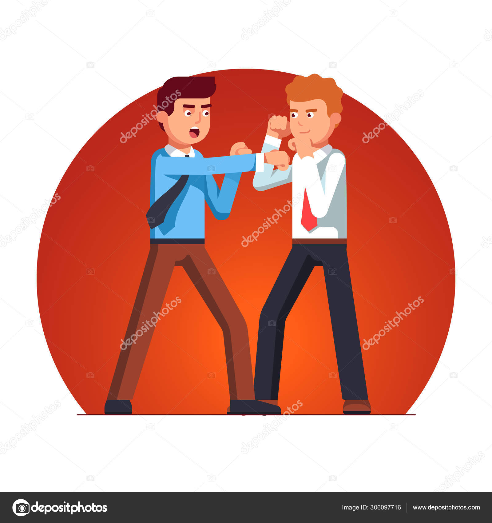 Two business man fight having argument. Managers yelling attack with ...