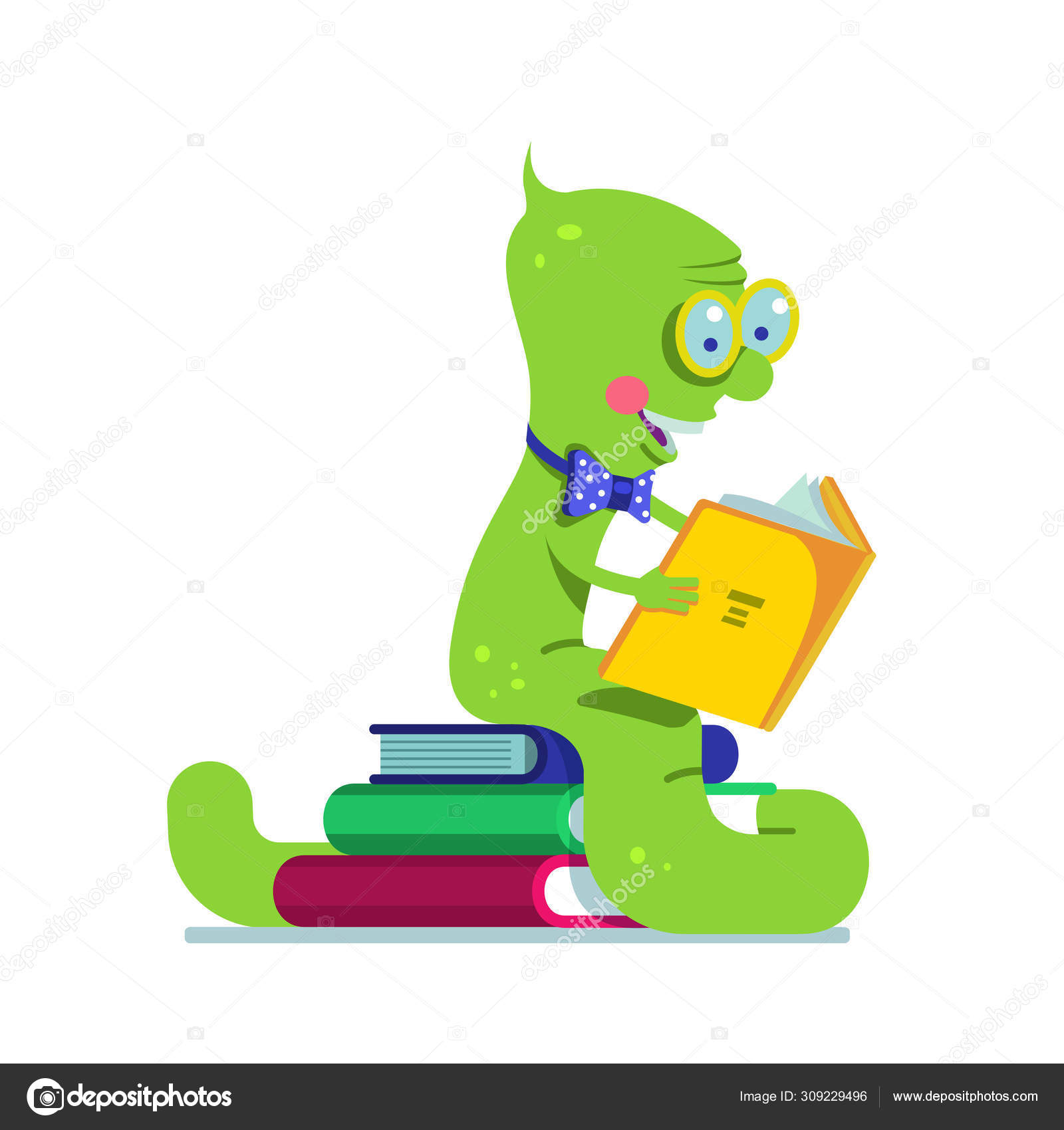 Funny Bookworm Cartoon