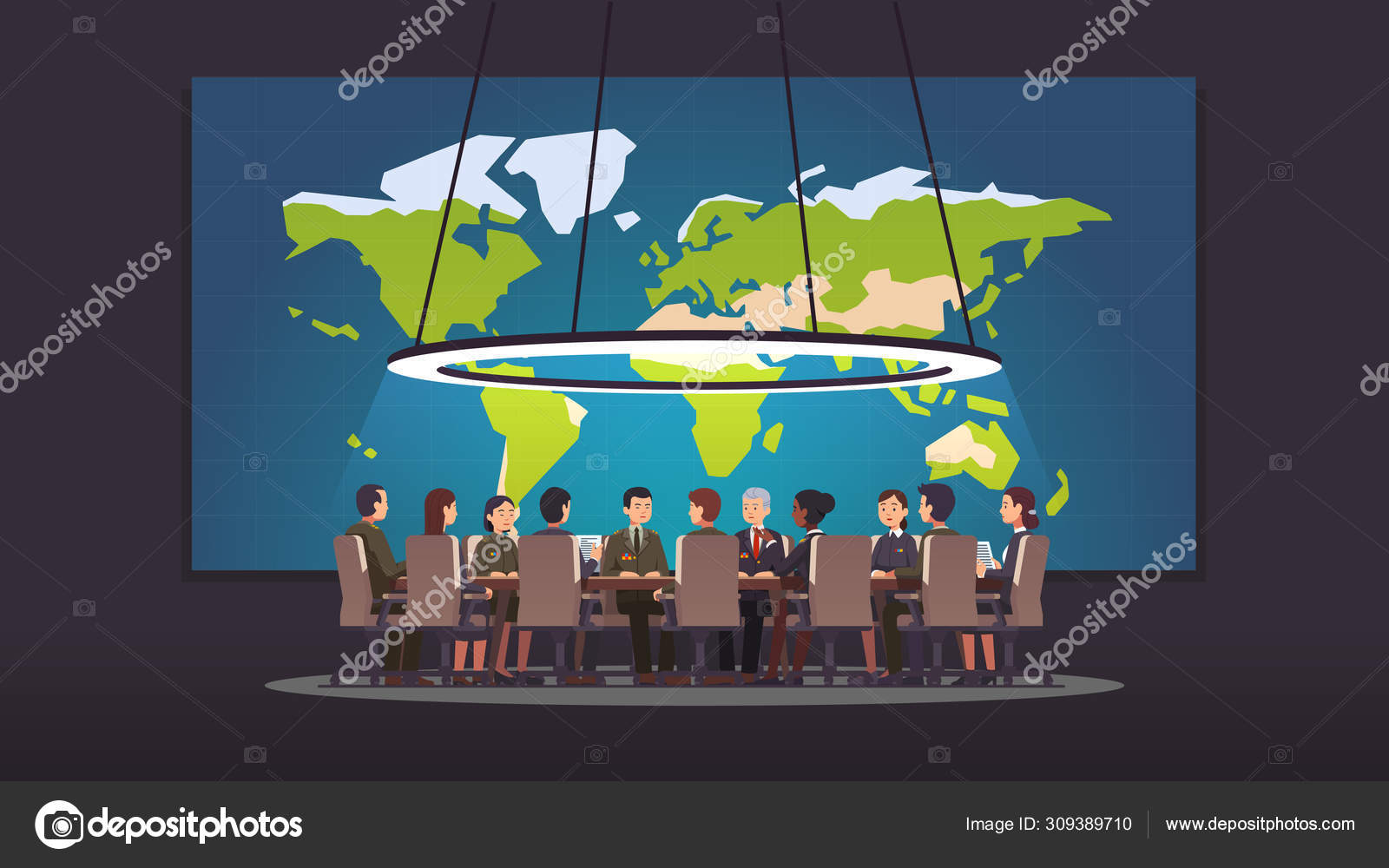 High rank military authority people at round table Stock Vector Image ...