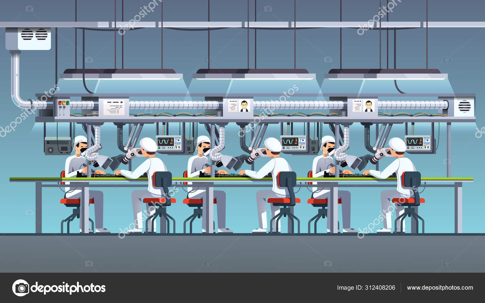 Factory Assembly Line Cartoon