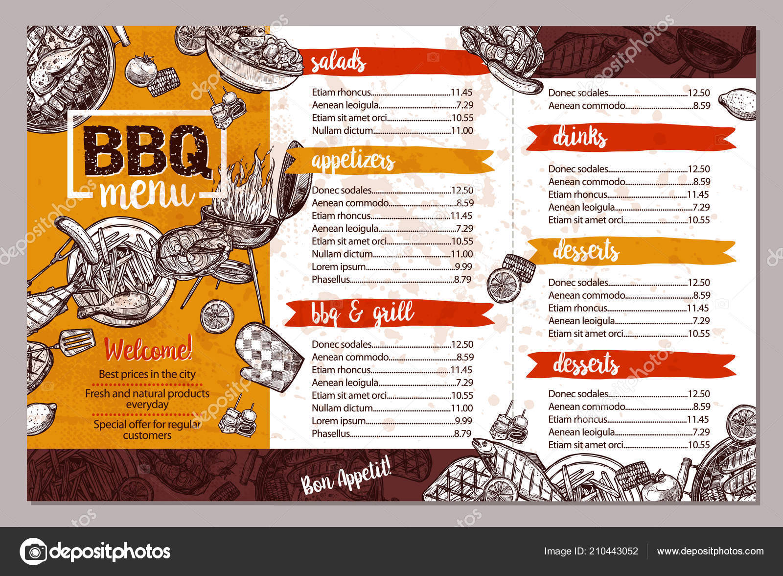 Bbq Restaurant Menu — Stock Vector © alexrockheart #210443052