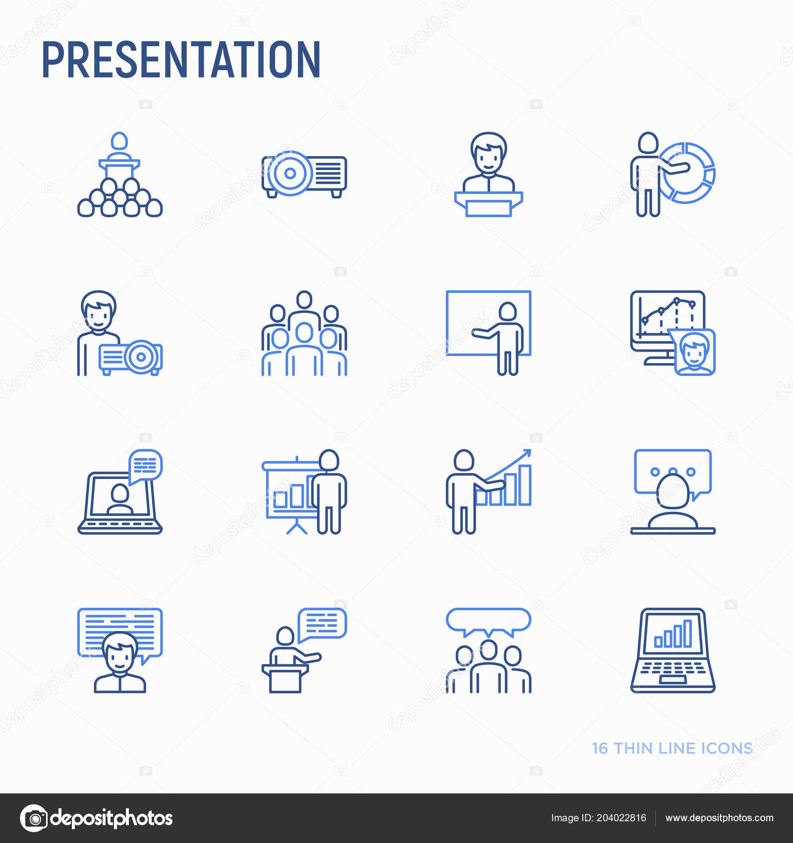 Presentation thin line icons set Stock Vector Image by ©AlexeyBlogoodf ...