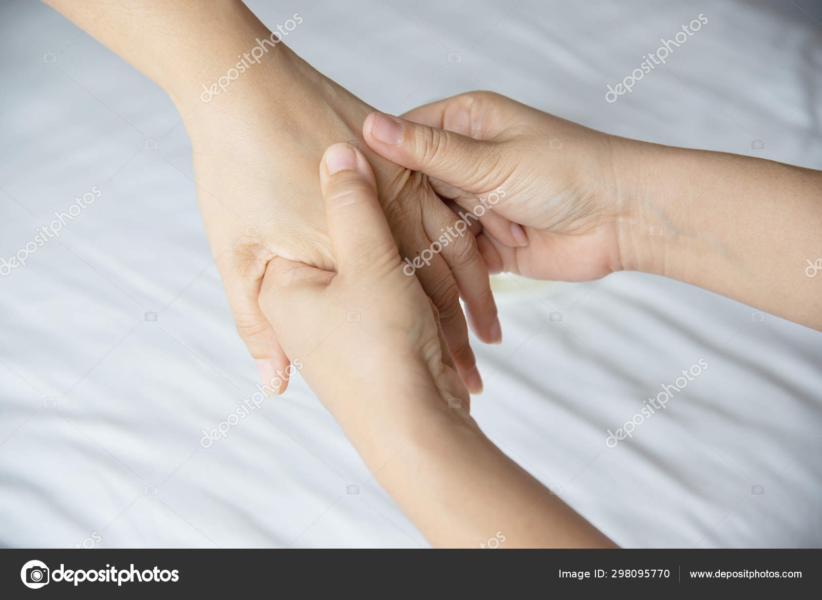 Hand Spa Massage Clean White Bed Background People Relax Hand Stock ...