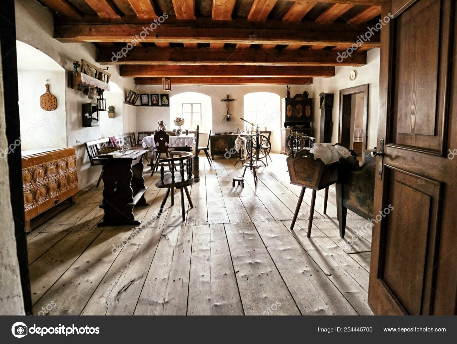 Interior of the historic house living room with wooden floor Stock ...