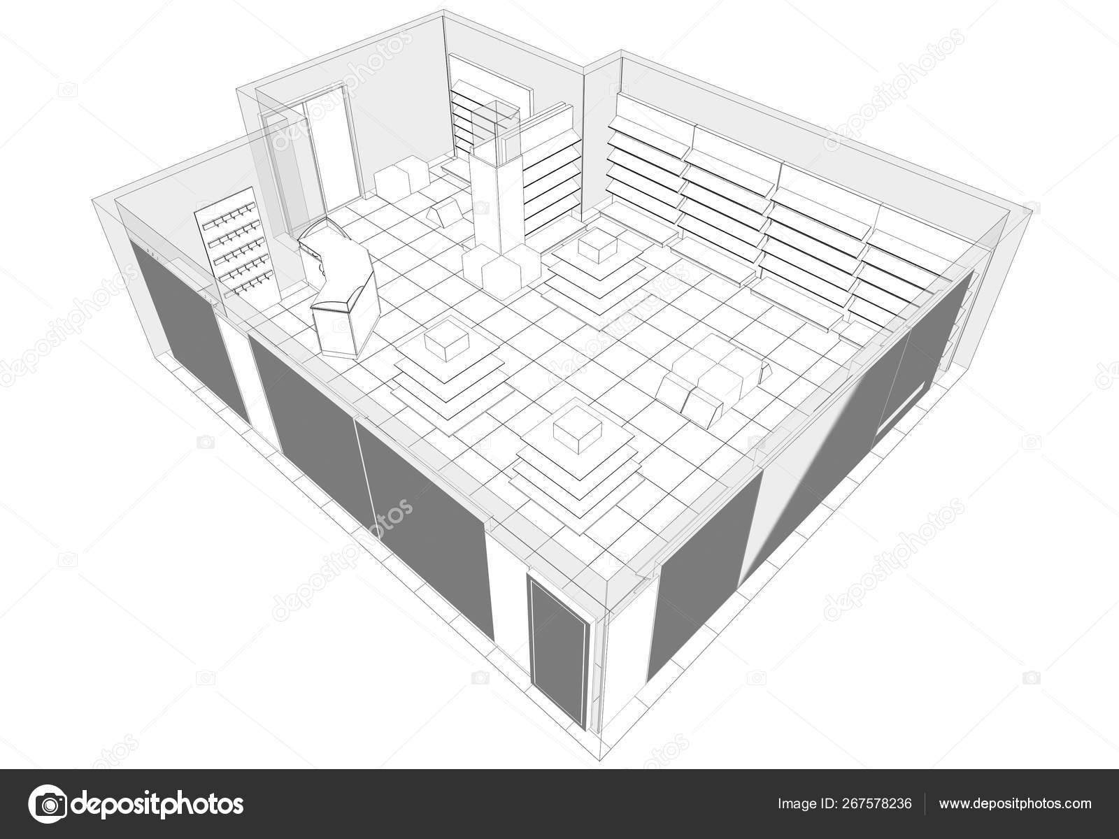 Interior Contour Visualization Illustration Sketch Outline — Stock ...