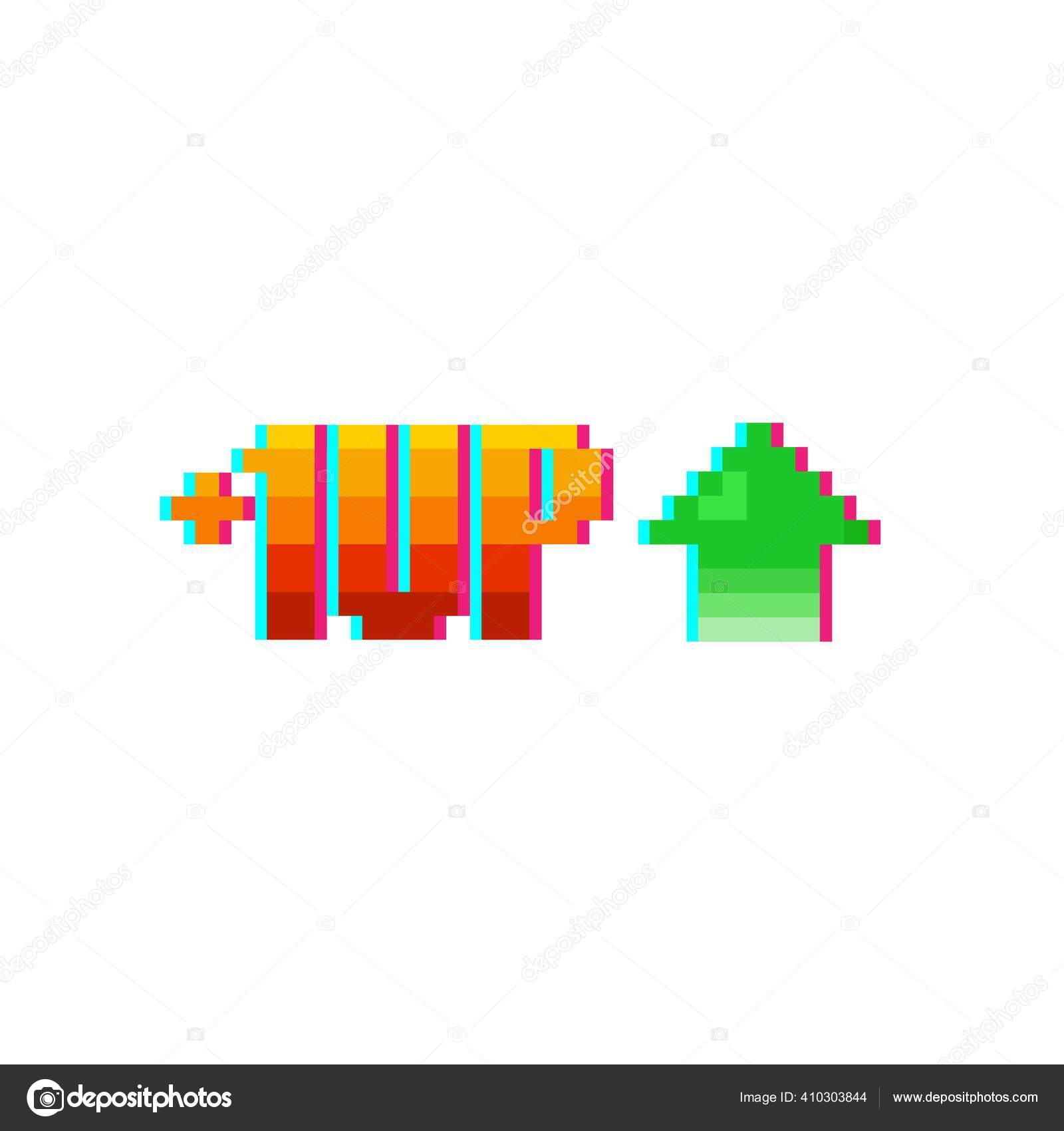 Pixel Art Glitch Level Green Arrow Icon Black Background Isolated Stock ...