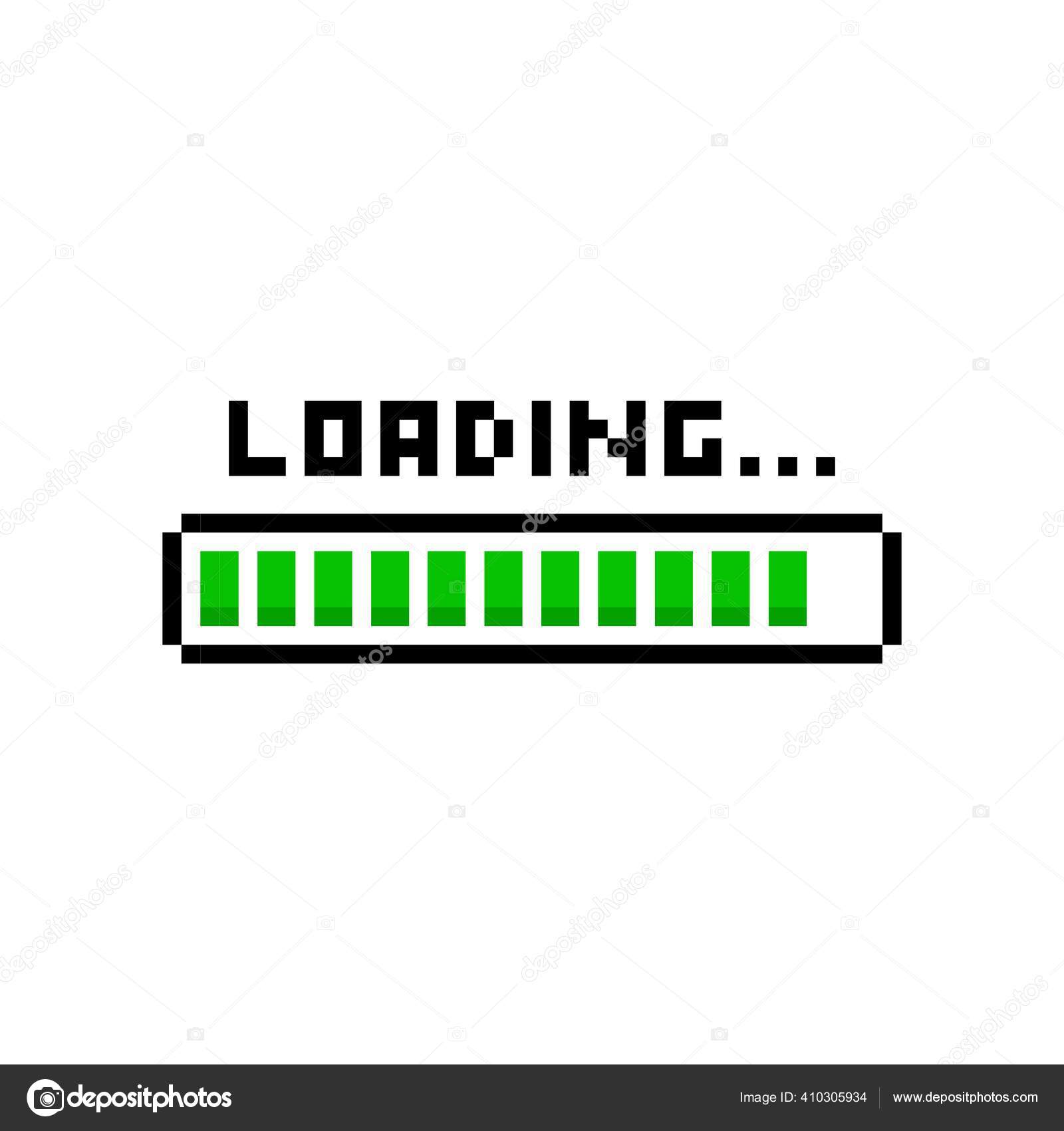 Pixel Art Bit Loading Green Bar White Background Isolated Vector Stock ...
