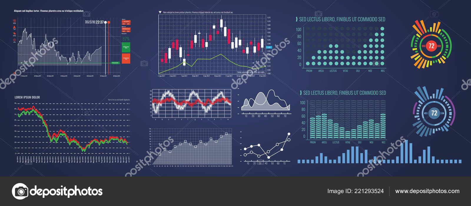 Set of Intelligent technology hud interface. Network management data ...