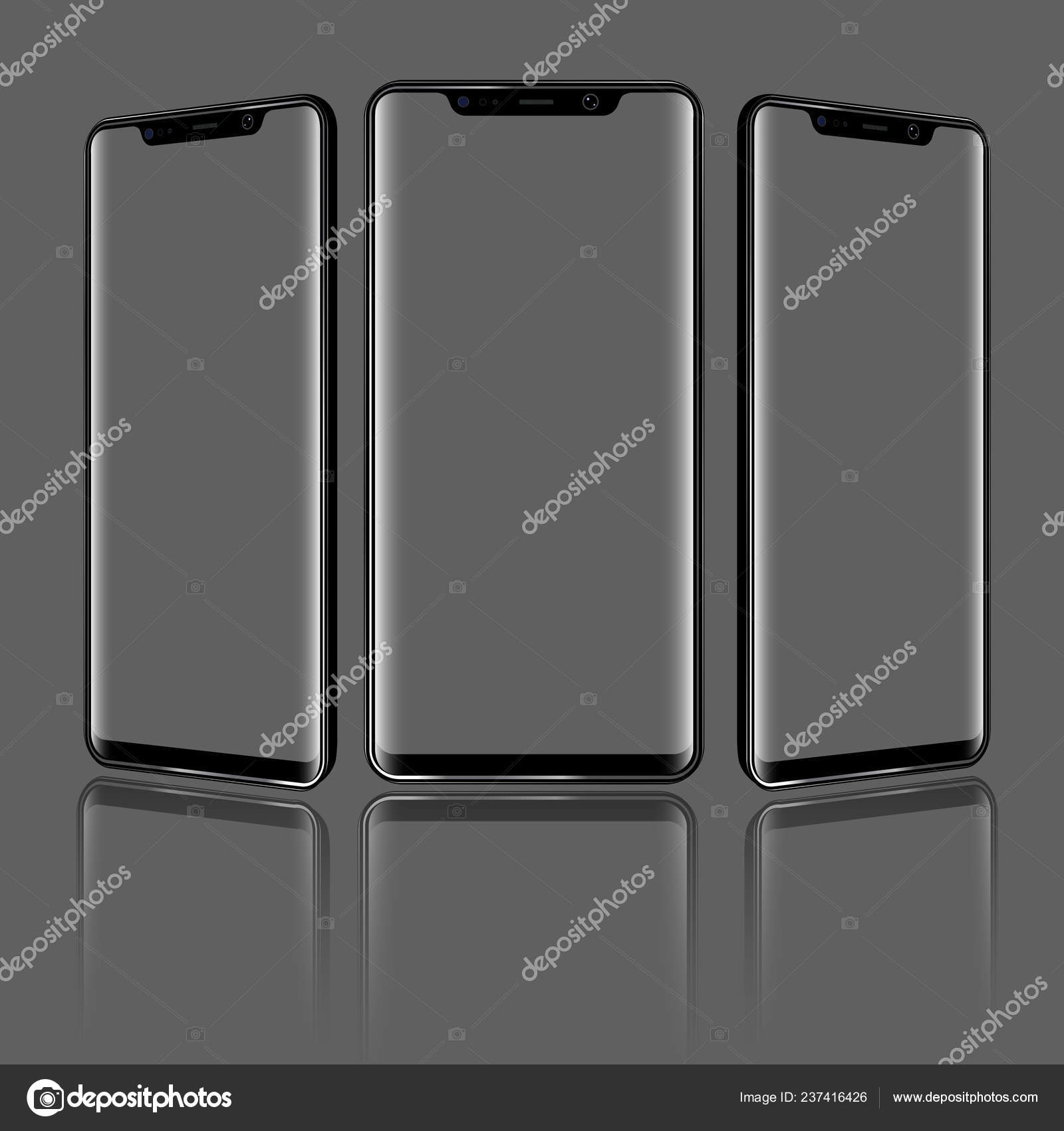 Modern Smartphone with different angles of view and Transparent Screens ...