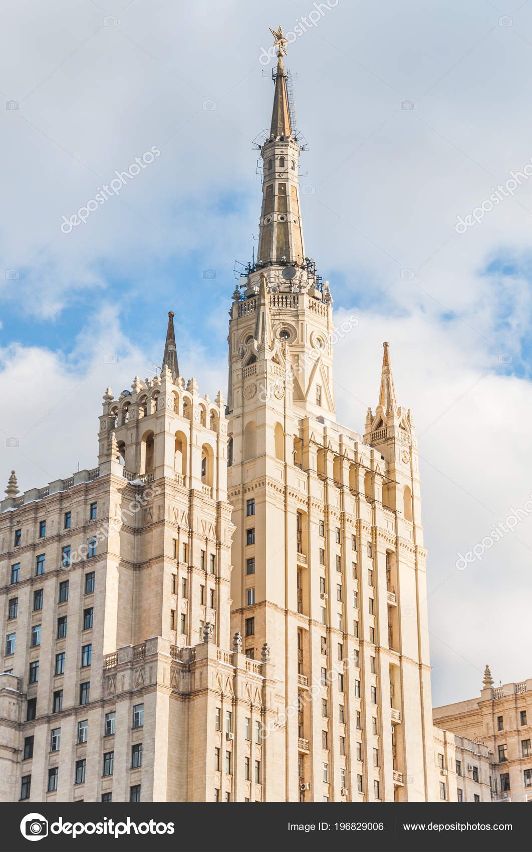 Stalin's Skyscraper Kudrinskaya Square Moscow Russia Fragment – Stock ...