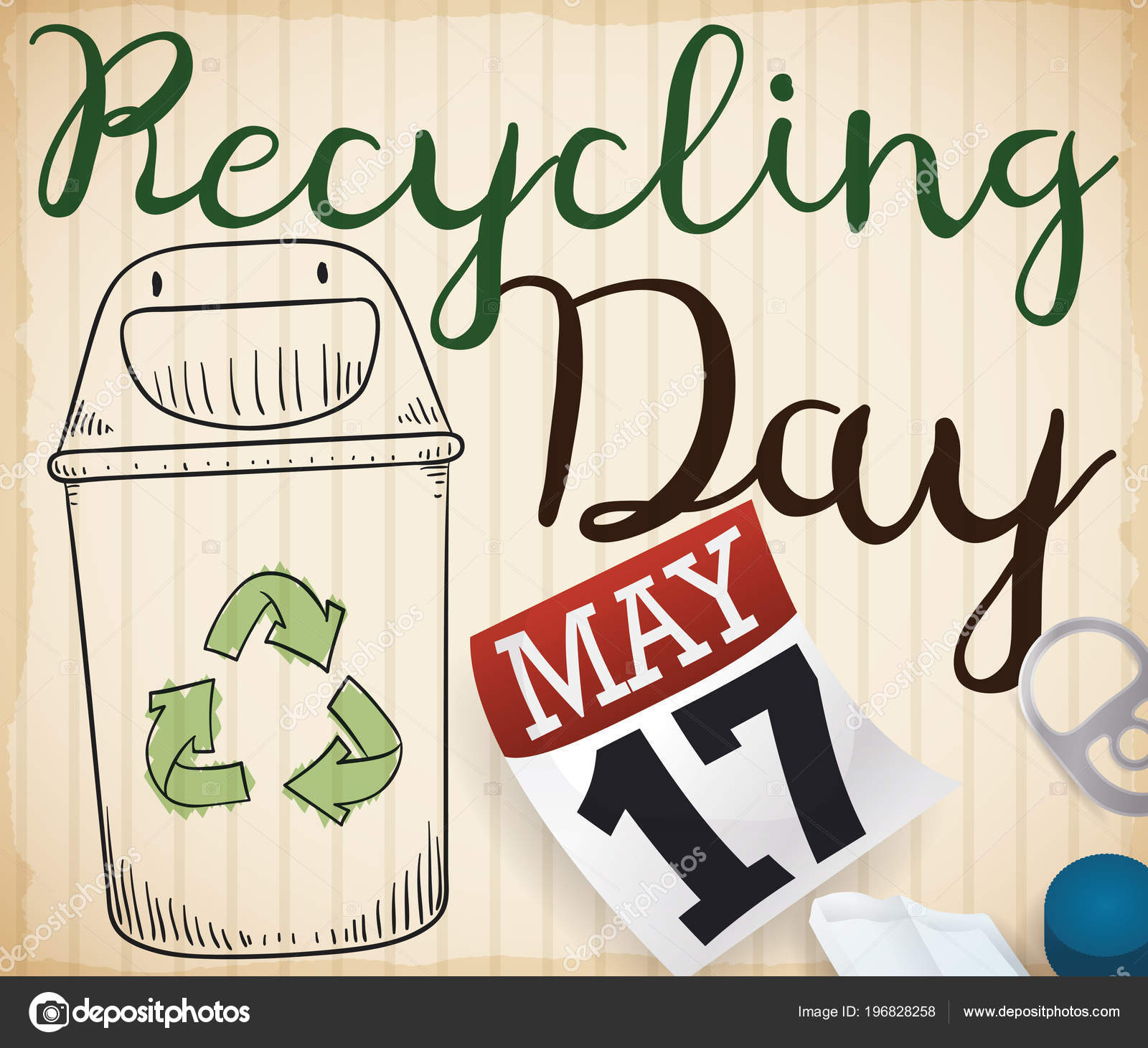 Recycled Cardboard Recycle Bin Doodle Loose Leaf Calendar Reminder Date ...