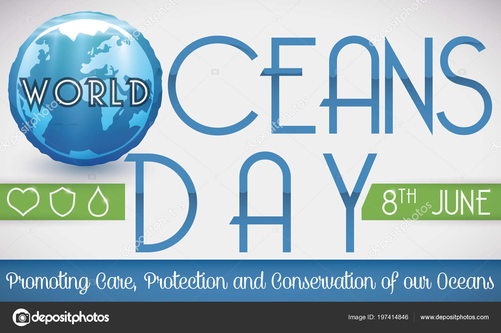 Commemorative Banner World Ocean Day Promoting Conservation Care ...