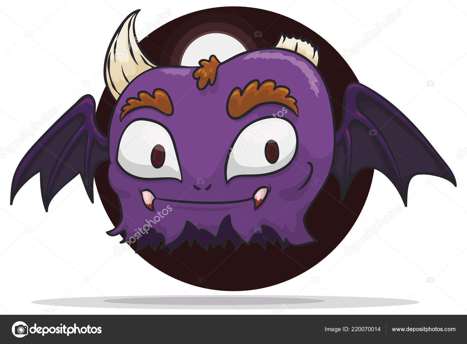 Cute Purple Monster Vampire Smiling Broken Horn Tiny Wings Ready Stock ...