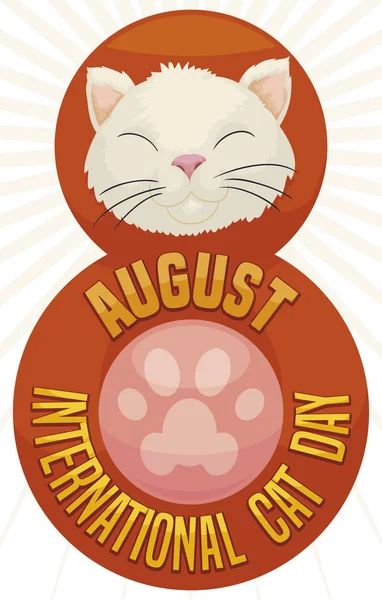 Calendar with Cat Face and Bell for International Cat Day, Vector ...