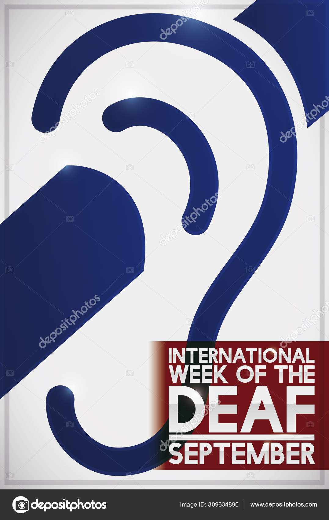 Deafness Symbol and Label for International Week of the Deaf, Vector ...