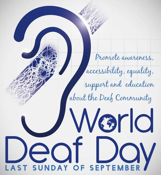 Deafness Symbol, Hearing Aid and Calendar for Deaf's Week, Vector ...