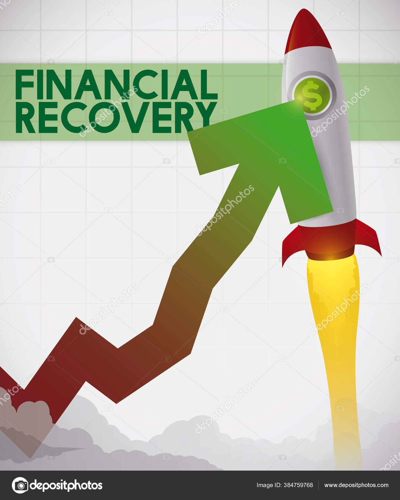 Rocket Money Symbol Pulling Arrow Financial Recovery Crisis Times Stock ...