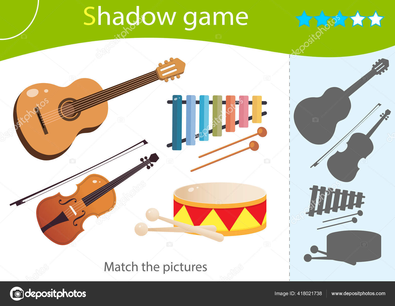 Juego Sombras Para Niños Coincide Con Sombra Correcta Imágenes Color ...
